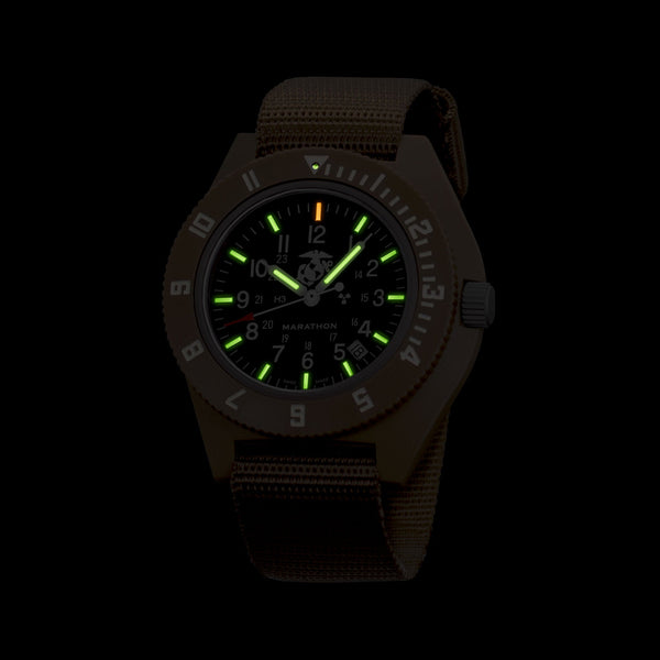 Marathon Watch 41mm Official USMC Desert Tan Pilot's Navigator with Da