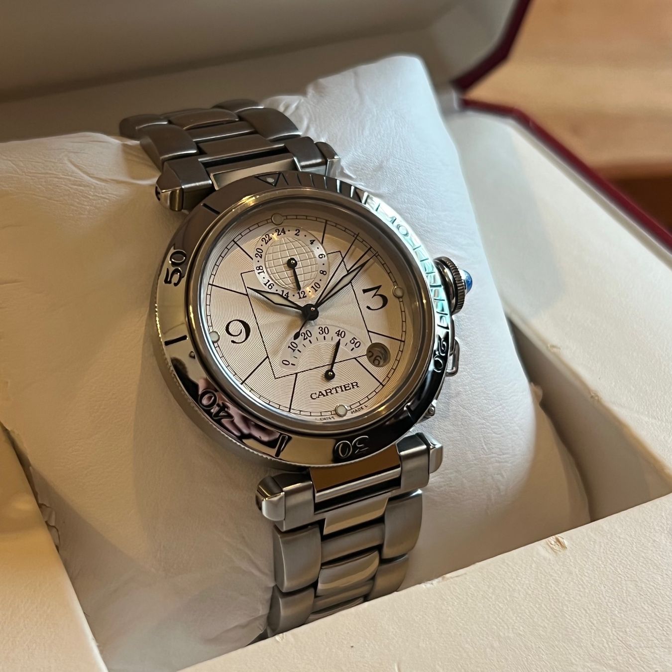 Cartier Pasha GMT Power Reserve Full Set W31037H3