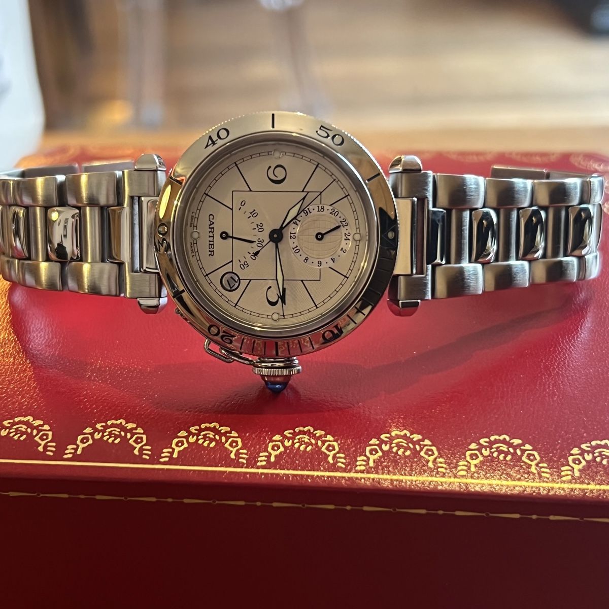 Cartier Pasha GMT Power Reserve Full Set W31037H3