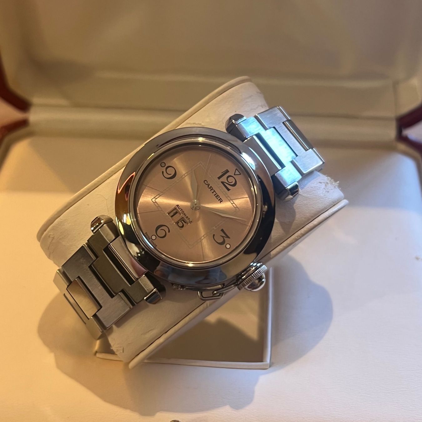 Cartier Pasha Pink Dial Automatic Full Set W31058M7